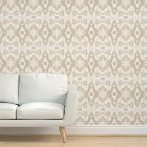 Spoonflower Taupe Rorschach 2 100% Natural Sisal Grasscloth Wallcovering