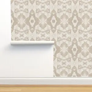 Spoonflower Taupe Rorschach 2 100% Natural Sisal Grasscloth Wallcovering