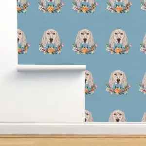 Spoonflower English Setter Dog Pattern 100% Natural Sisal Grasscloth Wallcovering