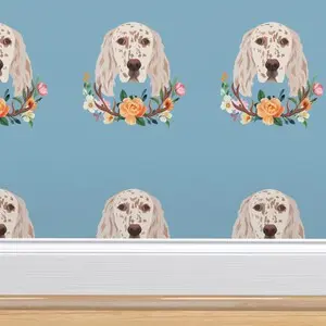 Spoonflower English Setter Dog Pattern 100% Natural Sisal Grasscloth Wallcovering
