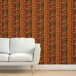 Spoonflower Tapa Tiki 2 100% Natural Sisal Grasscloth Wallcovering