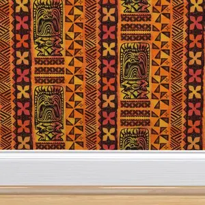 Spoonflower Tapa Tiki 2 100% Natural Sisal Grasscloth Wallcovering