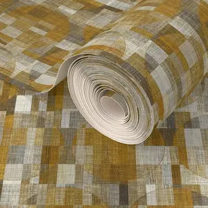 Spoonflower Eyespy Honey 100% Natural Sisal Grasscloth Wallcovering - Brown,gray