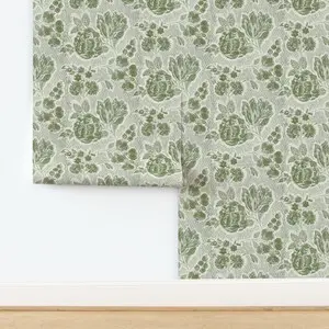 Spoonflower Damasse Bayard 1d Large Custom Pre-pasted Wallpaper