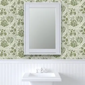 Spoonflower Damasse Bayard 1d Large Custom Pre-pasted Wallpaper