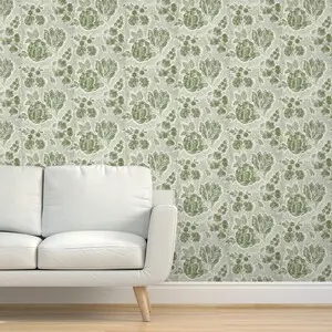 Spoonflower Damasse Bayard 1d Large Custom Pre-pasted Wallpaper