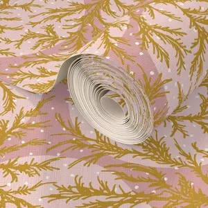Spoonflower Big Dot Candy Coral Pink Joy 100% Natural Sisal Grasscloth Wallcovering - Brown,pink
