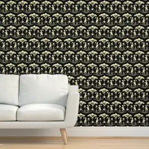 Spoonflower Demoiselle Rococo 4b 100% Natural Sisal Grasscloth Wallcovering - White