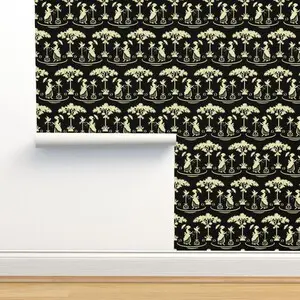 Spoonflower Demoiselle Rococo 4b 100% Natural Sisal Grasscloth Wallcovering - White