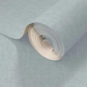 Spoonflower Linen Texture 100% Natural Sisal Grasscloth Wallcovering - Blue