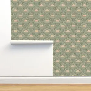 Spoonflower Sunrise Mint 100% Natural Sisal Grasscloth Wallcovering