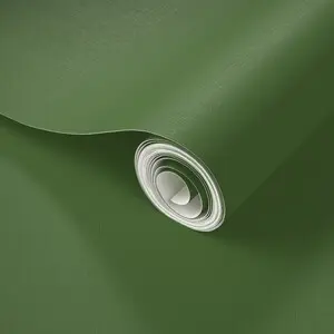 Spoonflower Solid Hunter Custom Pre-pasted Wallpaper - Green