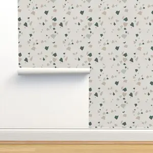 Spoonflower Terrazzo Moss Pastels One 100% Natural Sisal Grasscloth Wallcovering