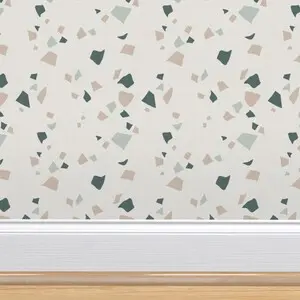 Spoonflower Terrazzo Moss Pastels One 100% Natural Sisal Grasscloth Wallcovering