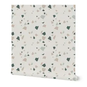 Spoonflower Terrazzo Moss Pastels One 100% Natural Sisal Grasscloth Wallcovering