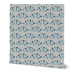 Spoonflower Golf Tee Fans And Blues 100% Natural Sisal Grasscloth Wallcovering - Blue,teal,gray