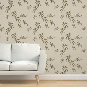 Spoonflower Eucalyptus Neutral 100% Natural Sisal Grasscloth Wallcovering