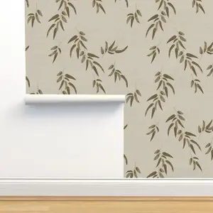 Spoonflower Eucalyptus Neutral 100% Natural Sisal Grasscloth Wallcovering