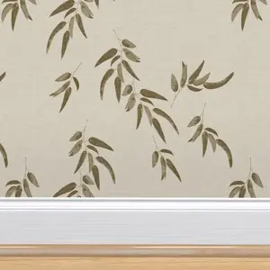 Spoonflower Eucalyptus Neutral 100% Natural Sisal Grasscloth Wallcovering