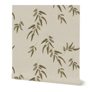 Spoonflower Eucalyptus Neutral 100% Natural Sisal Grasscloth Wallcovering