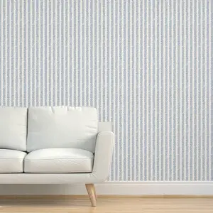 Spoonflower Blue Botanical Leaf Pattern 100% Natural Sisal Grasscloth Wallcovering