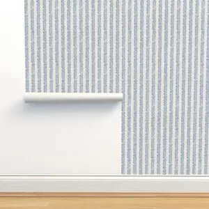 Spoonflower Blue Botanical Leaf Pattern 100% Natural Sisal Grasscloth Wallcovering