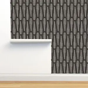 Spoonflower Eucalyptus Leaves Mono Dark 100% Natural Sisal Grasscloth Wallcovering