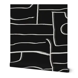 Spoonflower Graffiti Black And White 100% Natural Sisal Grasscloth Wallcovering