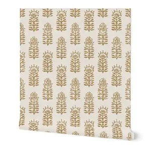 Spoonflower Taza Flori Beige 100% Natural Sisal Grasscloth Wallcovering - Beige,orange