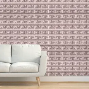 Spoonflower Greek Key Stripes Mauve 100% Natural Sisal Grasscloth Wallcovering - Purple