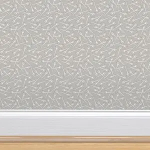 Spoonflower Golf Tees Grayscale Light2 100% Natural Sisal Grasscloth Wallcovering