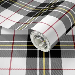Spoonflower Tartan Black Red Stripe Plaid Scottish Striped Custom Removable Wallpaper - Black,white,gray