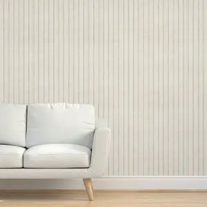 Spoonflower Jute Aegean Simple Ticking Stripe 100% Natural Sisal Grasscloth Wallcovering - White,gray