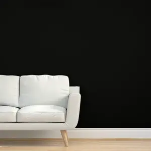 Spoonflower Solid 000000 Sarah Walden Peacoquette Custom Pre-pasted Wallpaper - Black