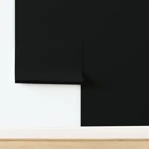 Spoonflower Solid 000000 Sarah Walden Peacoquette Custom Pre-pasted Wallpaper - Black