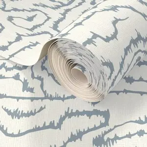 Spoonflower Heatwave White And Fog 100% Natural Sisal Grasscloth Wallcovering - Blue