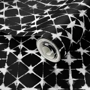 Spoonflower Shibori Black And White Diamonds Squares Square Custom Pre-pasted Wallpaper - Black,white,gray