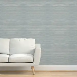 Spoonflower White 100% Natural Sisal Grasscloth Wallcovering - Blue