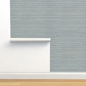 Spoonflower White 100% Natural Sisal Grasscloth Wallcovering - Blue