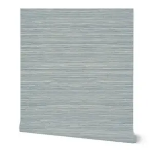 Spoonflower White 100% Natural Sisal Grasscloth Wallcovering - Blue