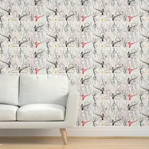 Spoonflower Faces 100% Natural Sisal Grasscloth Wallcovering