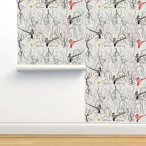 Spoonflower Faces 100% Natural Sisal Grasscloth Wallcovering