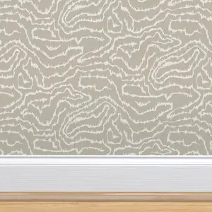 Spoonflower Heatwave Cream On Tan 100% Natural Sisal Grasscloth Wallcovering - Tan,beige