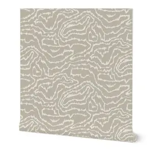 Spoonflower Heatwave Cream On Tan 100% Natural Sisal Grasscloth Wallcovering - Tan,beige