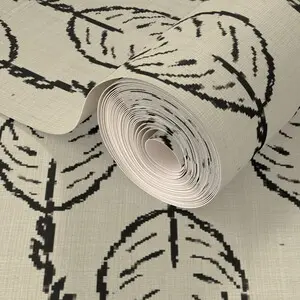 Spoonflower Hand Drawn Wild Grass 100% Natural Sisal Grasscloth Wallcovering - Black