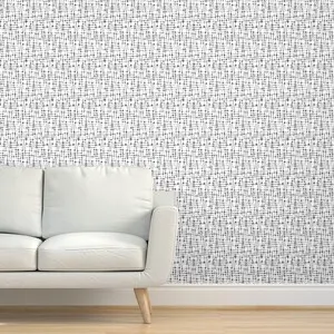 Spoonflower Black White Abstract Mid Century Modern Space Custom Pre-pasted Wallpaper