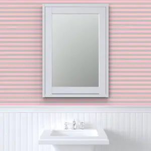 Spoonflower White Stripe Grey Stripes Custom Pre-pasted Wallpaper