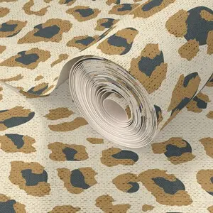 Spoonflower Husk Leopard 100% Natural Sisal Grasscloth Wallcovering - Orange
