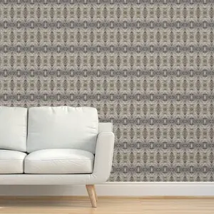 Spoonflower Du B Chicken Feathers Abstract 66 Cv1 100% Natural Sisal Grasscloth Wallcovering - Green