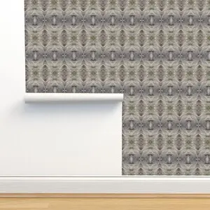 Spoonflower Du B Chicken Feathers Abstract 66 Cv1 100% Natural Sisal Grasscloth Wallcovering - Green